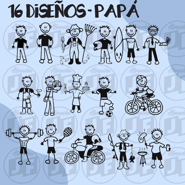 DISEÑO DIGITAL KIT STICKERS - FAMILIA 90 DISEÑOS - Almacén JF
