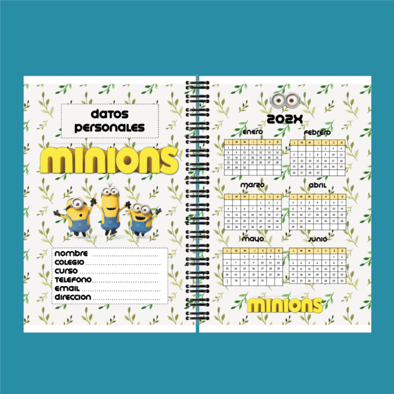 Agenda Digital Minions Editable PPT para imprimir - Almacén JF