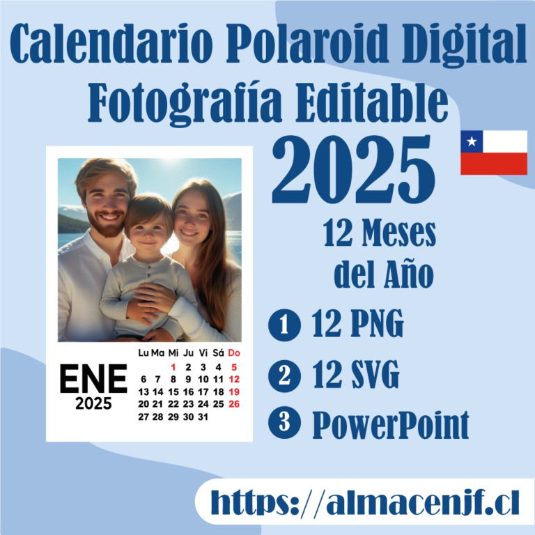 Calendario Polaroid Digital Fotografía Editable 2025 - Almacén JF